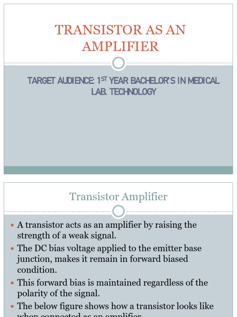 l26 Transistor As An Amplifier | PDF | Amplifier | Bipolar Junction Transistor