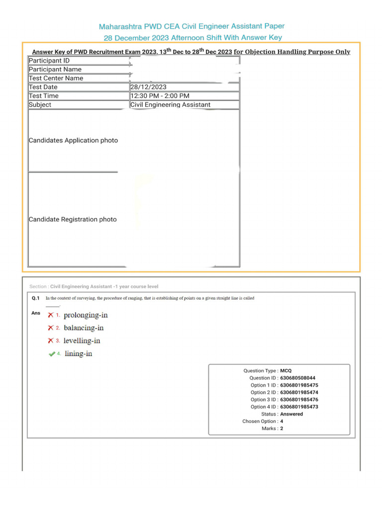PWD CEA Exam Answer Key 2023 | PDF | Multiple Choice | Tests