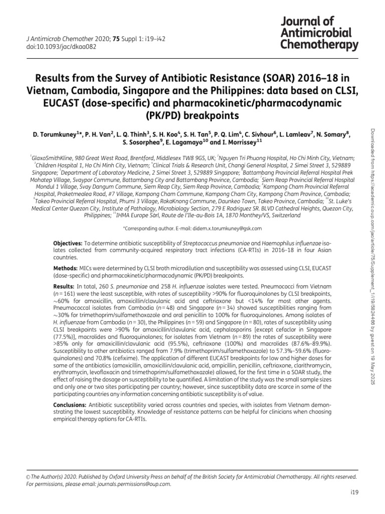 Torumkuney D, Et Al. JAC 2020 75 (Suppl 1) | PDF | Pneumonia | Antimicrobial Resistance