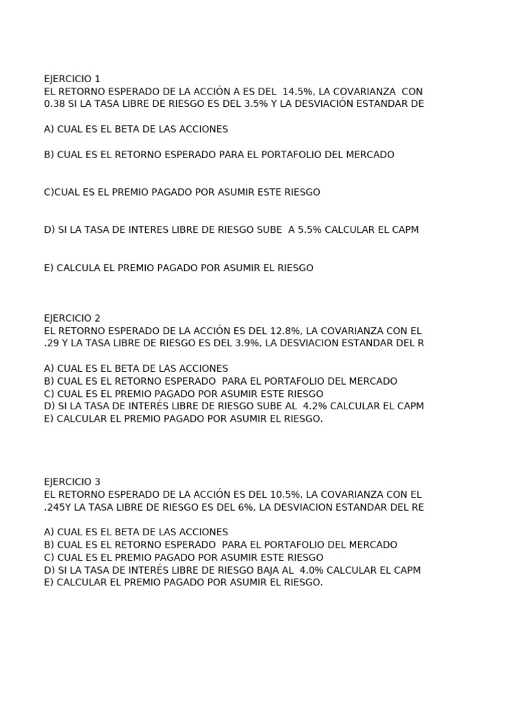 Cálculo de Beta y CAPM en Acciones | PDF