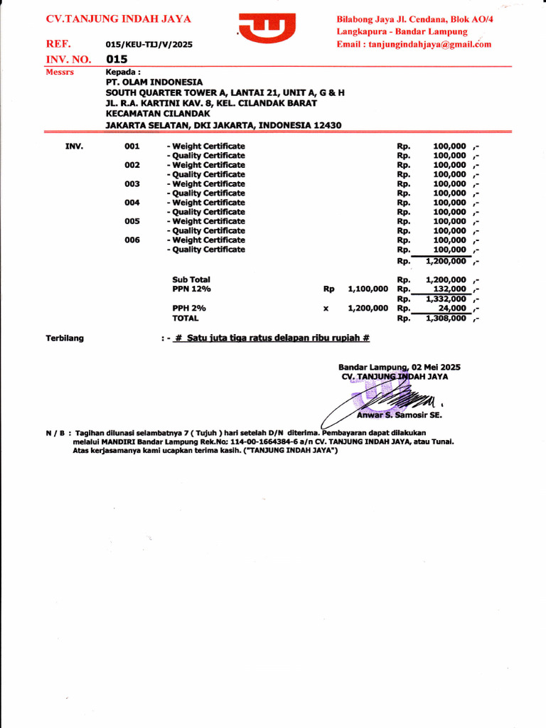 Invoice 015 Olam Cocoa 0001 | PDF
