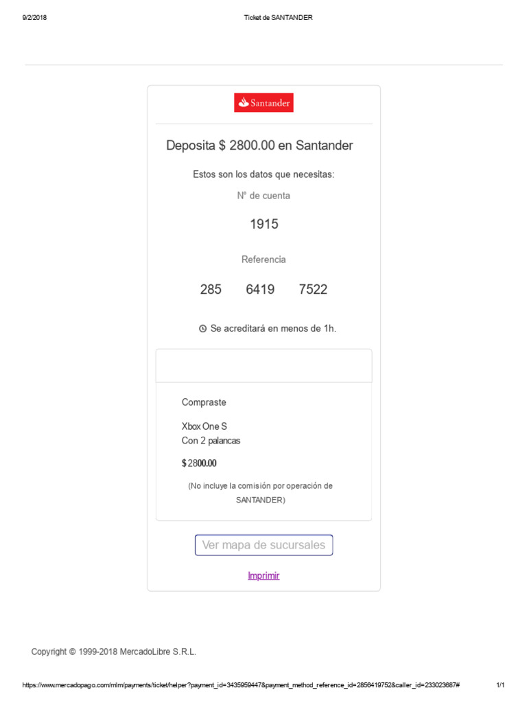 Ticket de Santander | PDF