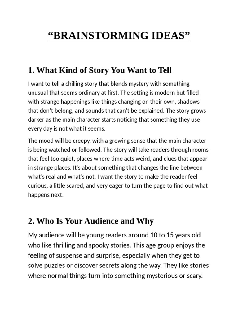 Brainstorming Ideas of Storybook | PDF