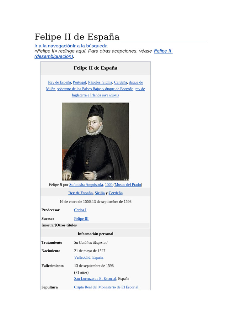 Felipe II de España: Rey y Herencia | PDF | Imperio español | España