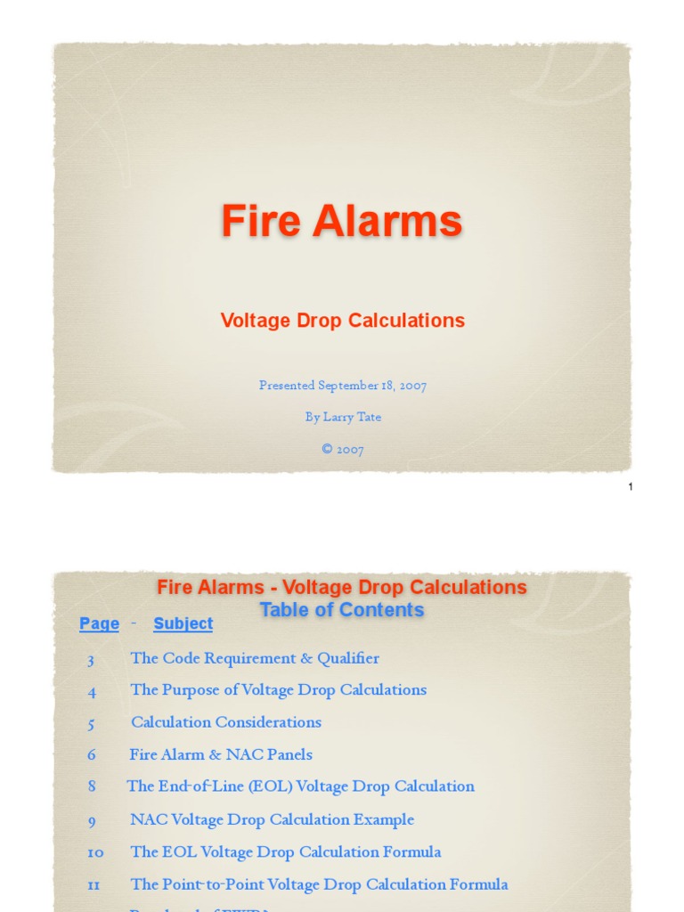 Fire Alarm Voltage Drop Presentation | PDF | Power Supply | Voltage