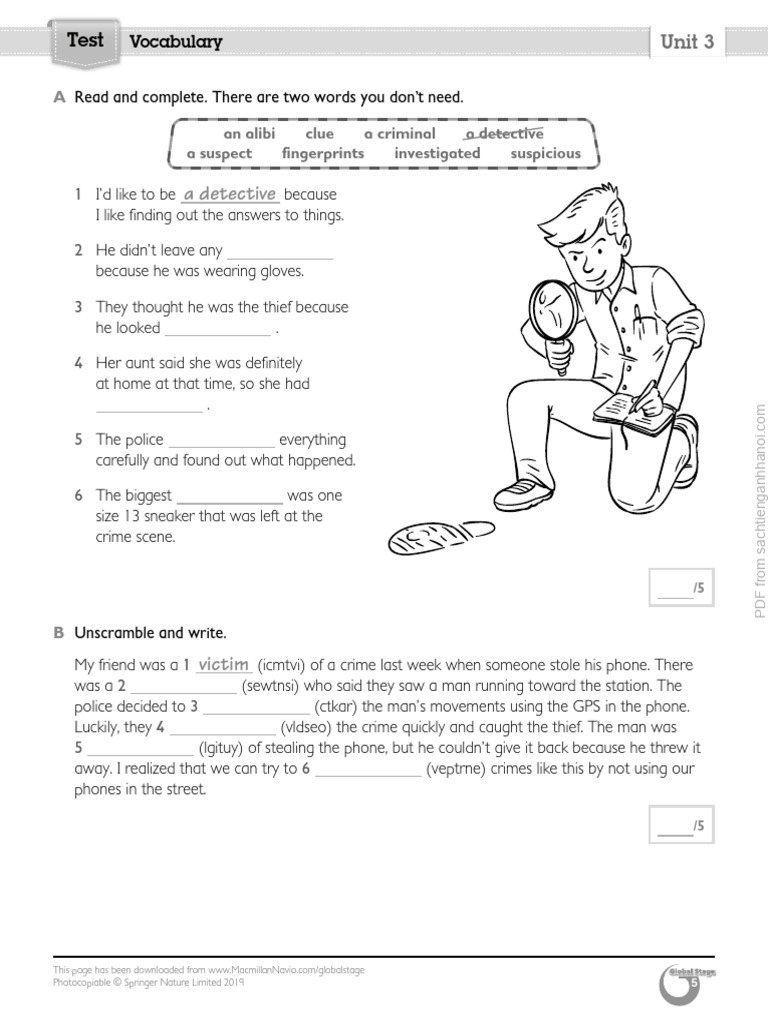 Đề global stage 5 (unit 3) | PDF | Detective