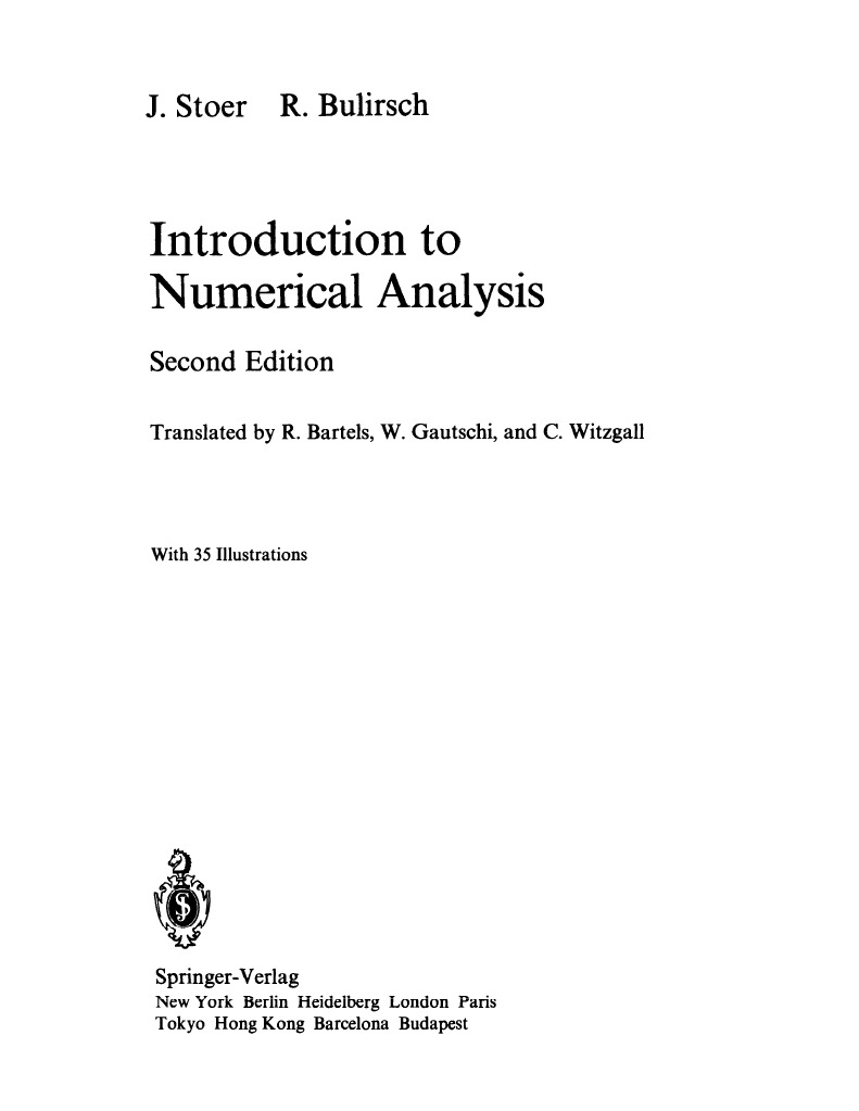(Ebook) Introduction To Numerical Analysis - J.stoer, R.bulirsch | PDF