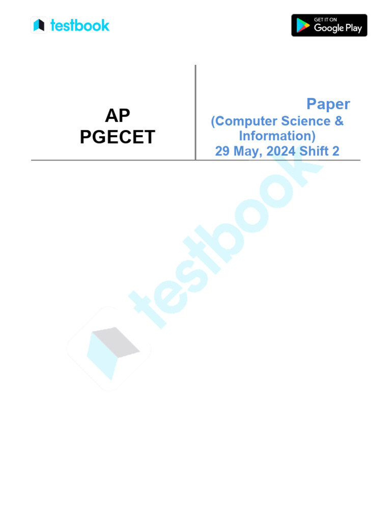 AP PGECET (Computer Science & Information) Official Paper (Held On - 29 ...