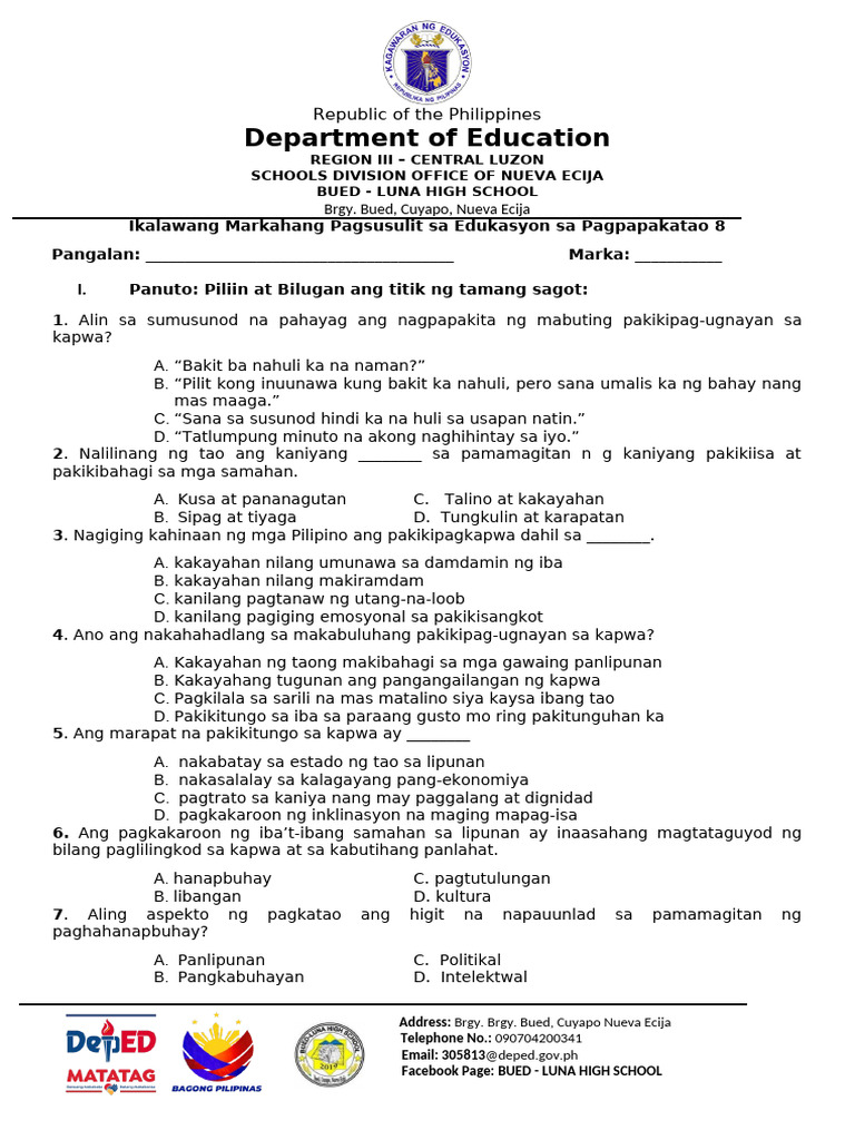 2nd QUARTER - BUED LUNA A4 | PDF