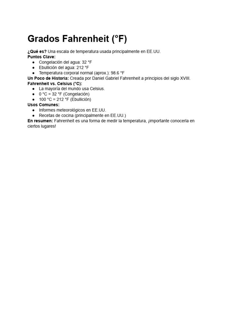 Cartel Grados Fahrenheit | PDF