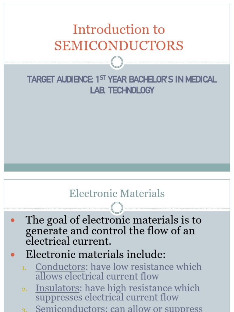 L18 Introduction To SEMICONDUCTORS | PDF | Semiconductors | Doping (Semiconductor)