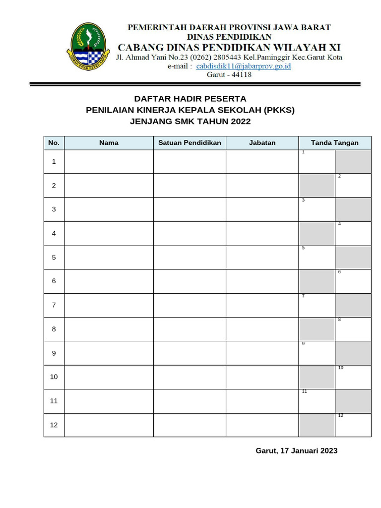 Daftar Hadir PPKS 2022 | PDF