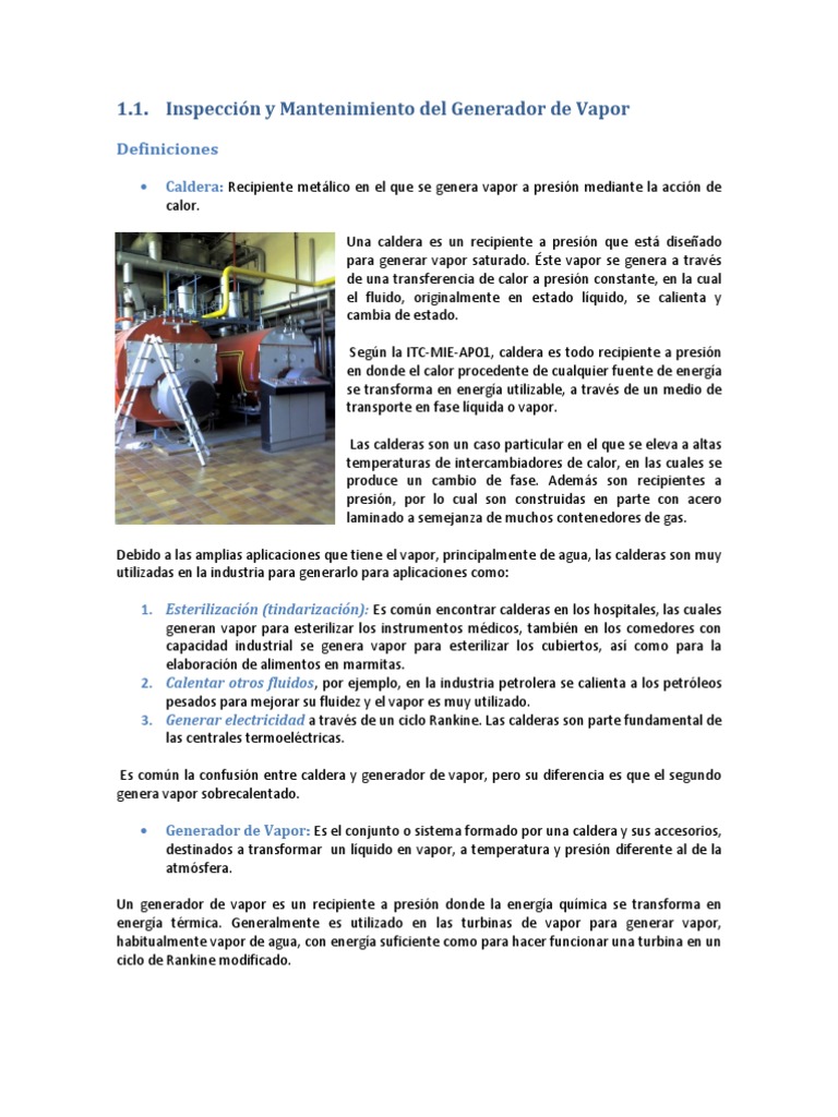 Mantenimiento del Generador de Vapor | PDF | Caldera | Agua