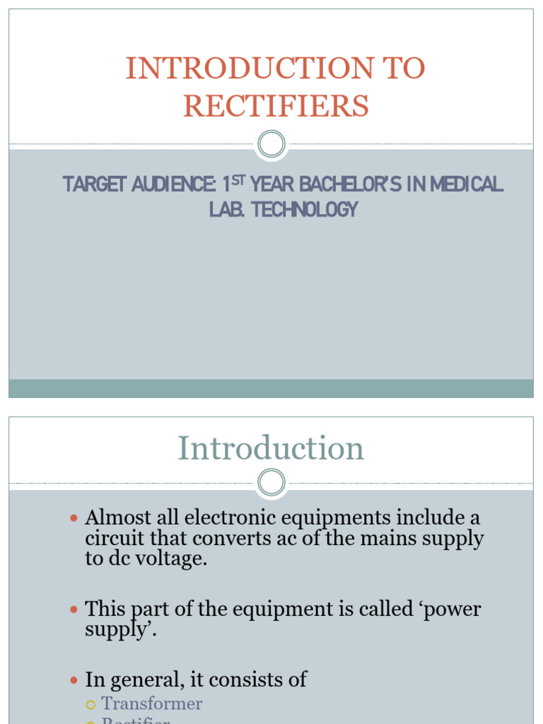 L21 Introduction To Rectifiers | PDF | Rectifier | Diode