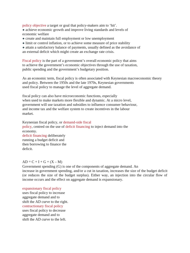 Fiscal policy and supply side policies | PDF | Fiscal Policy ...