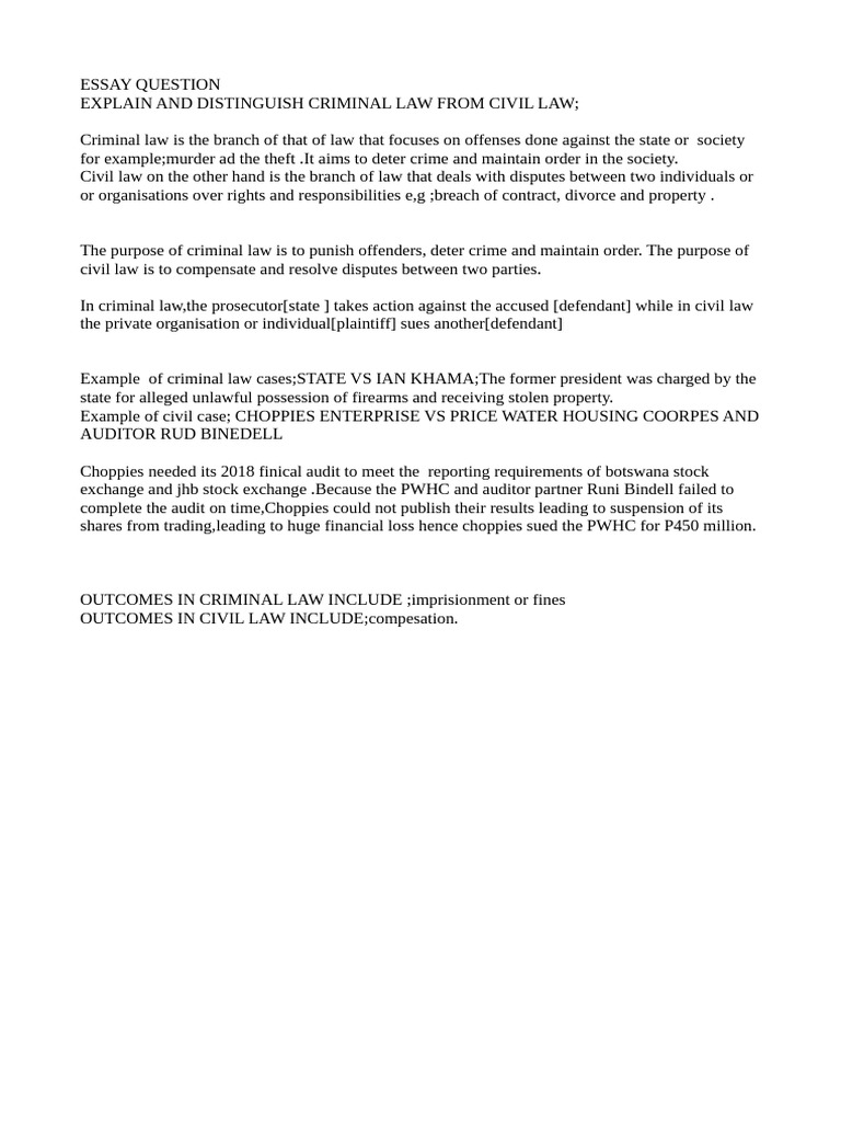 Criminal Law Vs Civil Law | PDF