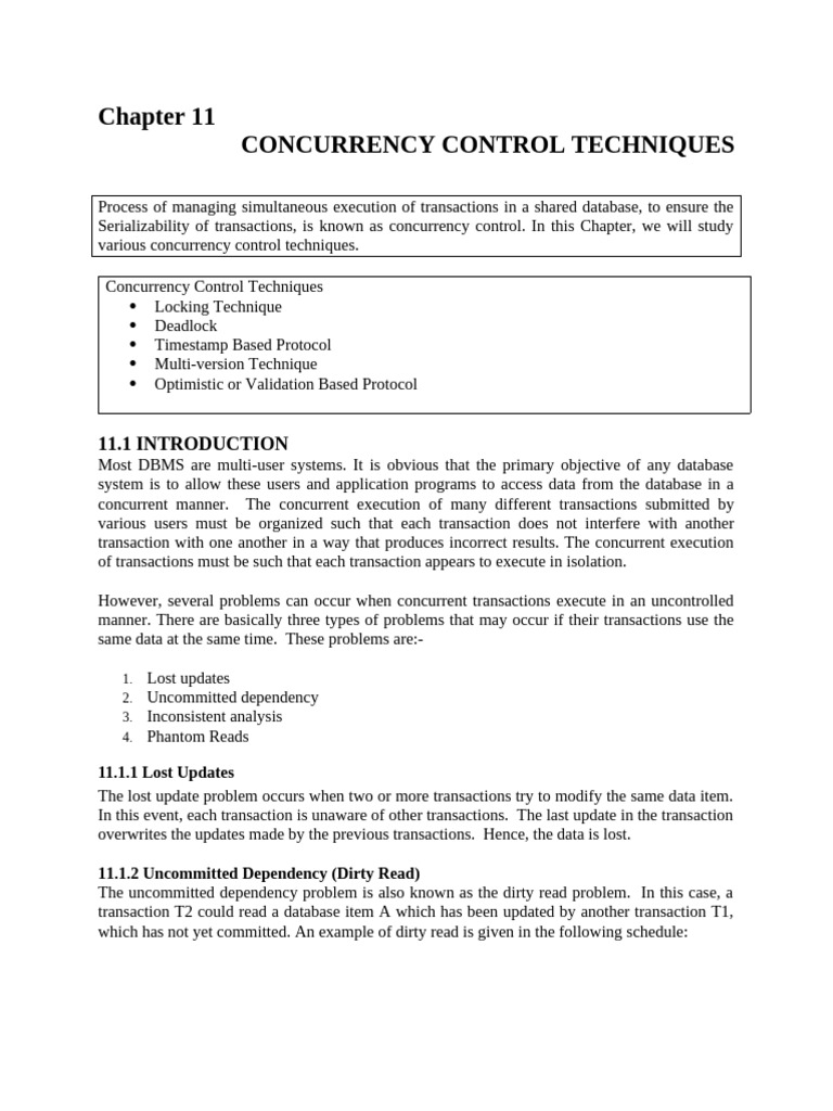 Chapter 11 Concurrency C T Nandini | PDF | Database Transaction | Operating System Technology