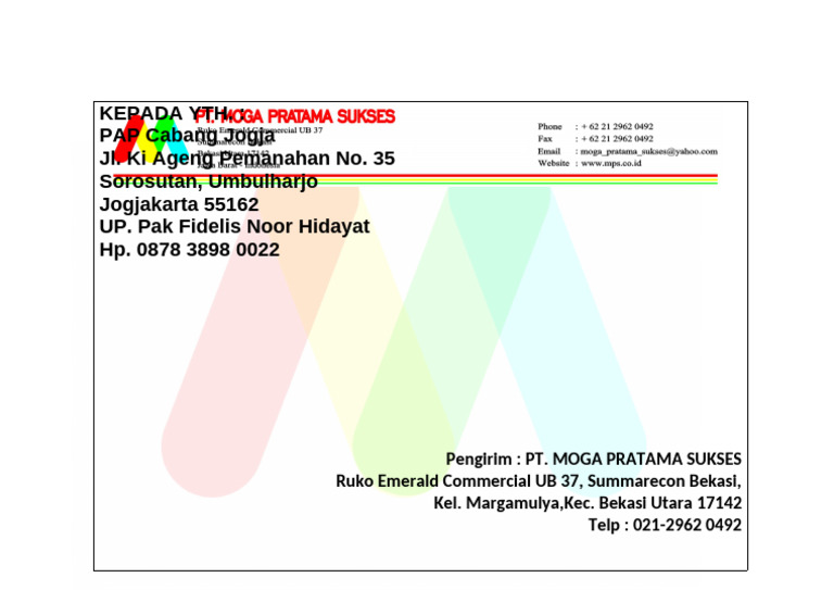 Form Alamat Pengiriman Mps | PDF