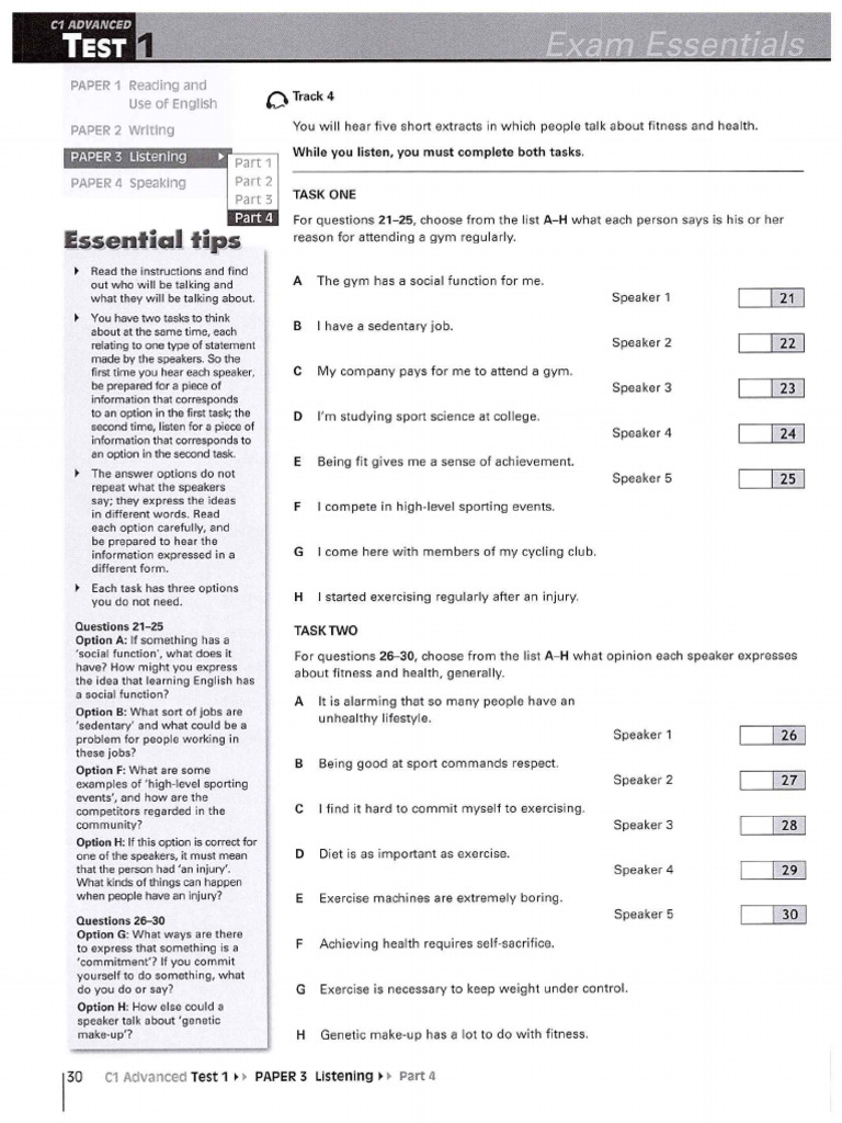 Paper 3 Listening Part 4 Multiple Matching | PDF