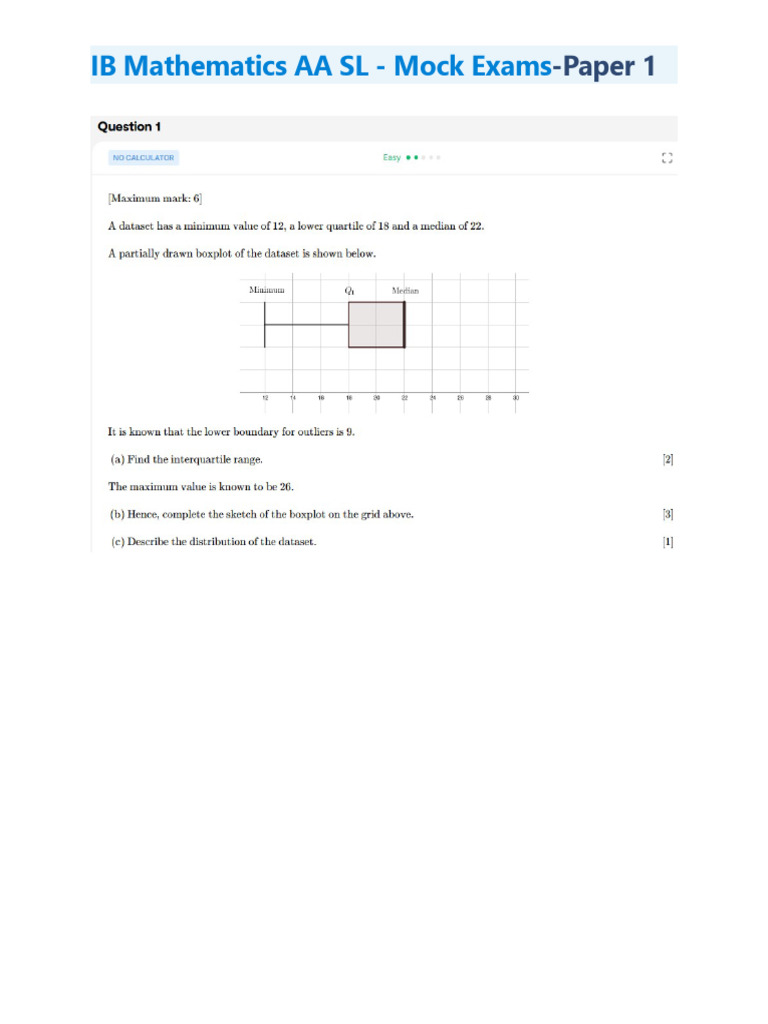 IB Mathematics AA SL Mock Exam | PDF