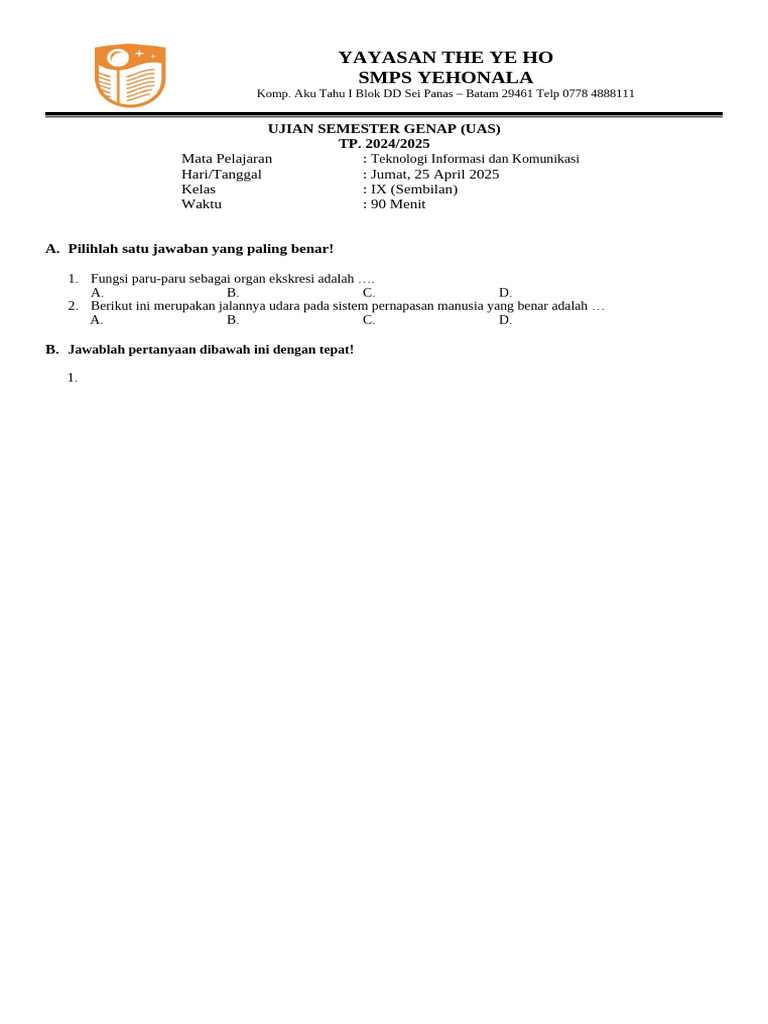Soal Uas Genap Tik 2025 | PDF