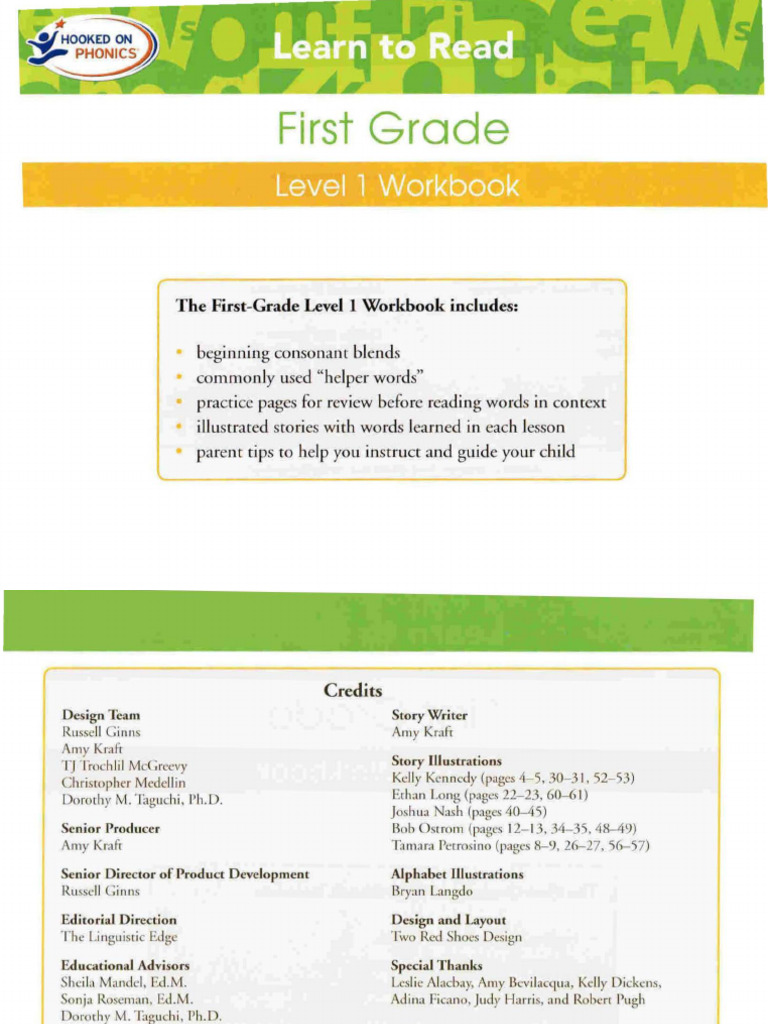 Hooked On Phonics Learn To Read First Grade Level 1 Workbook | PDF