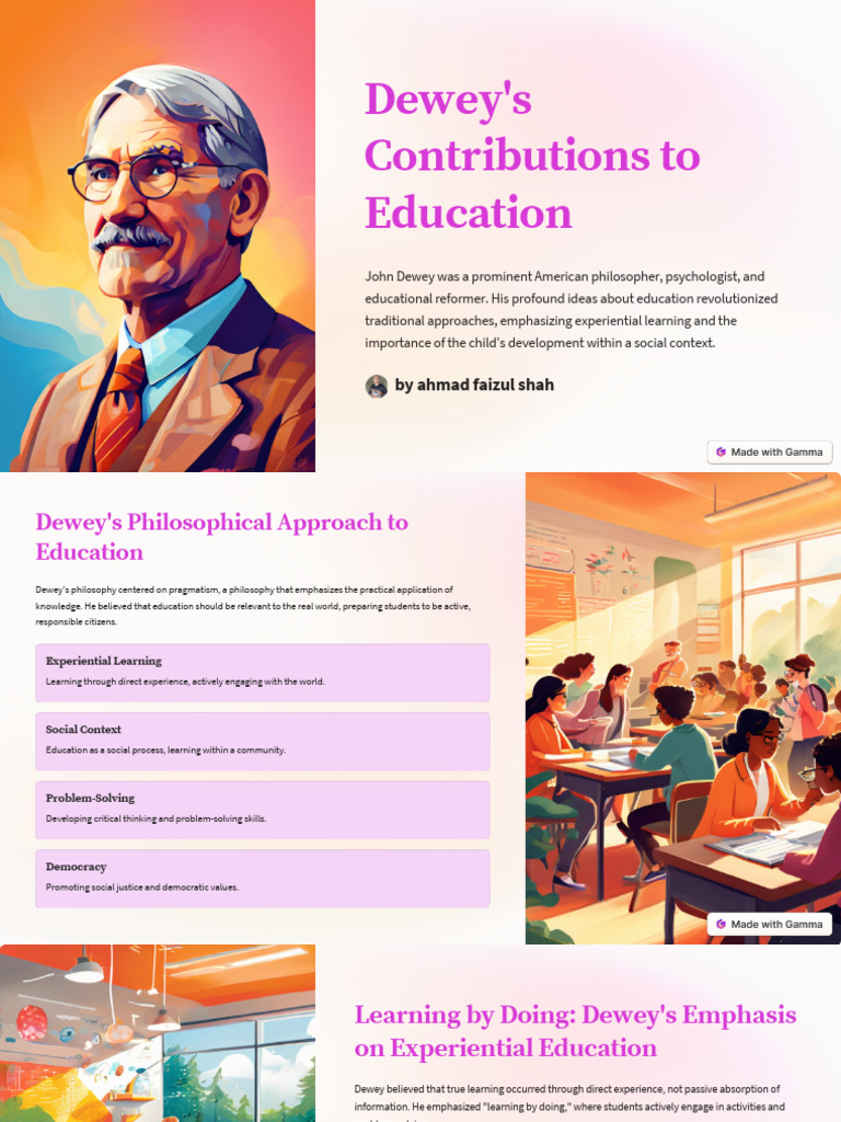 Deweys-Contributions-to-Education - PPTX 20250520 123229 0000 | PDF | John Dewey | Learning