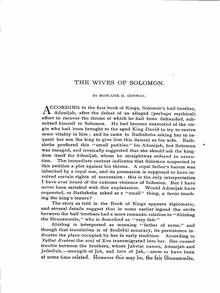 The Wives of Solomon. | PDF | Solomons | Idolatry