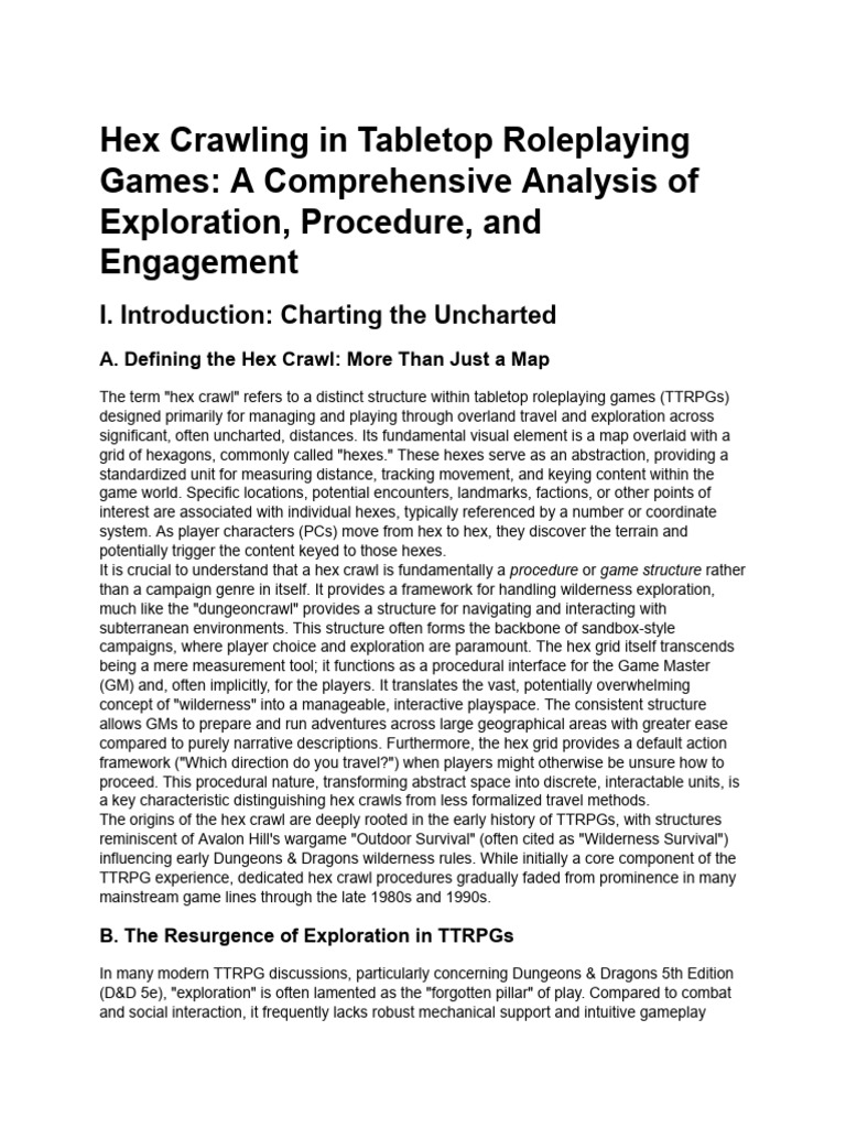 Hex Crawl Purpose and Mechanics | PDF | Tabletop Role Playing Game ...