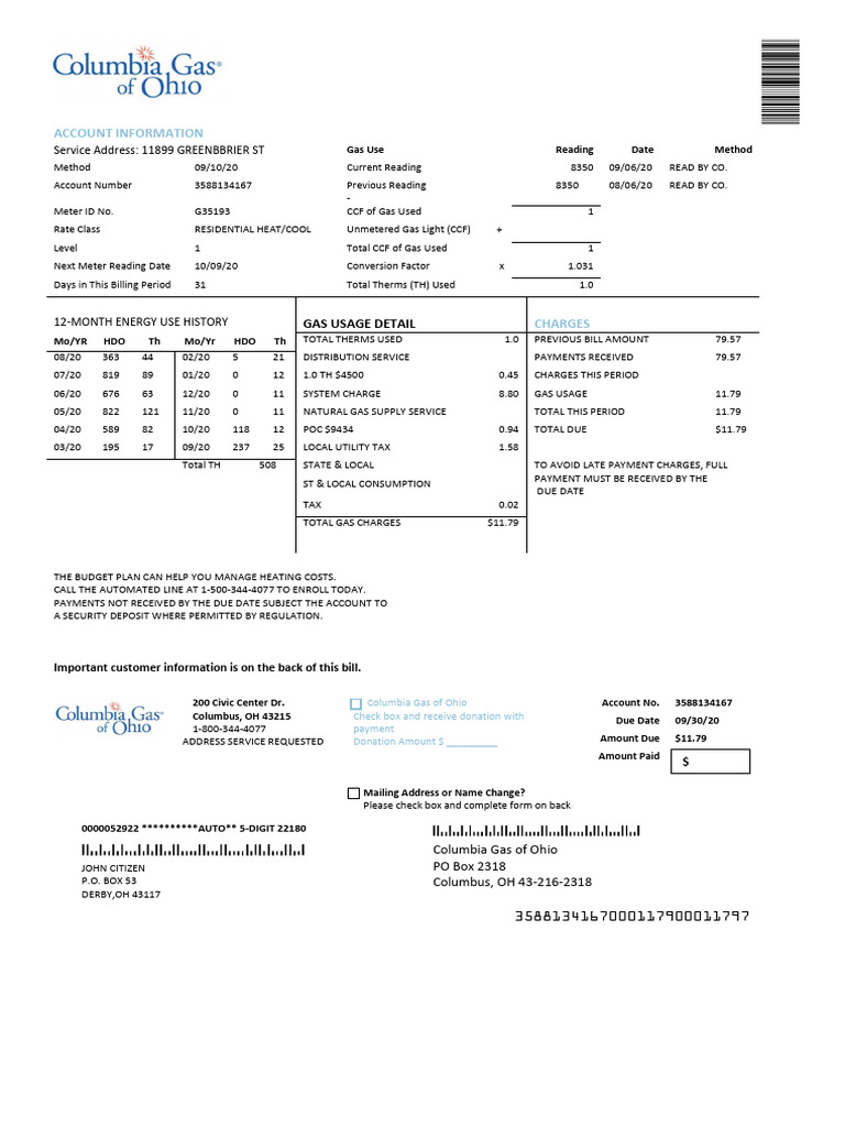 USA Columbia Gas of Ohio - Backup | PDF
