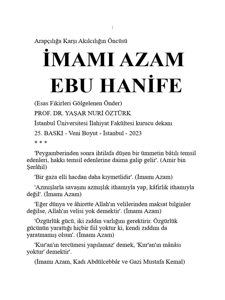 Imami Azam Ebu Hanife | PDF