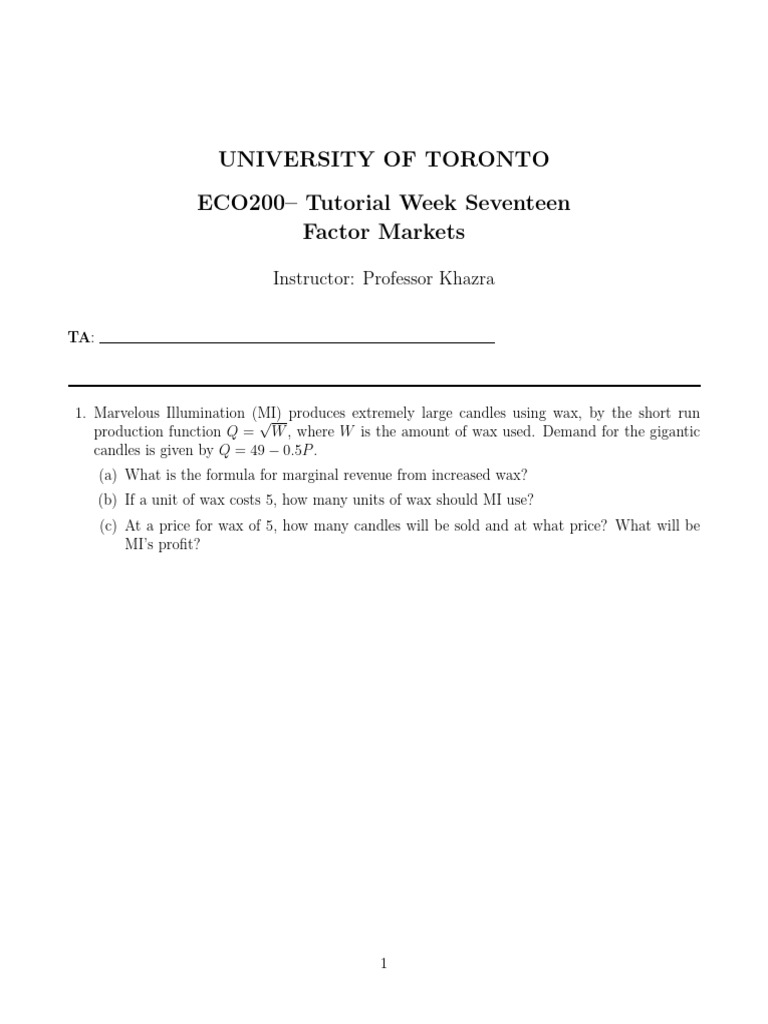 ECO200 Tutorials Week17 | PDF