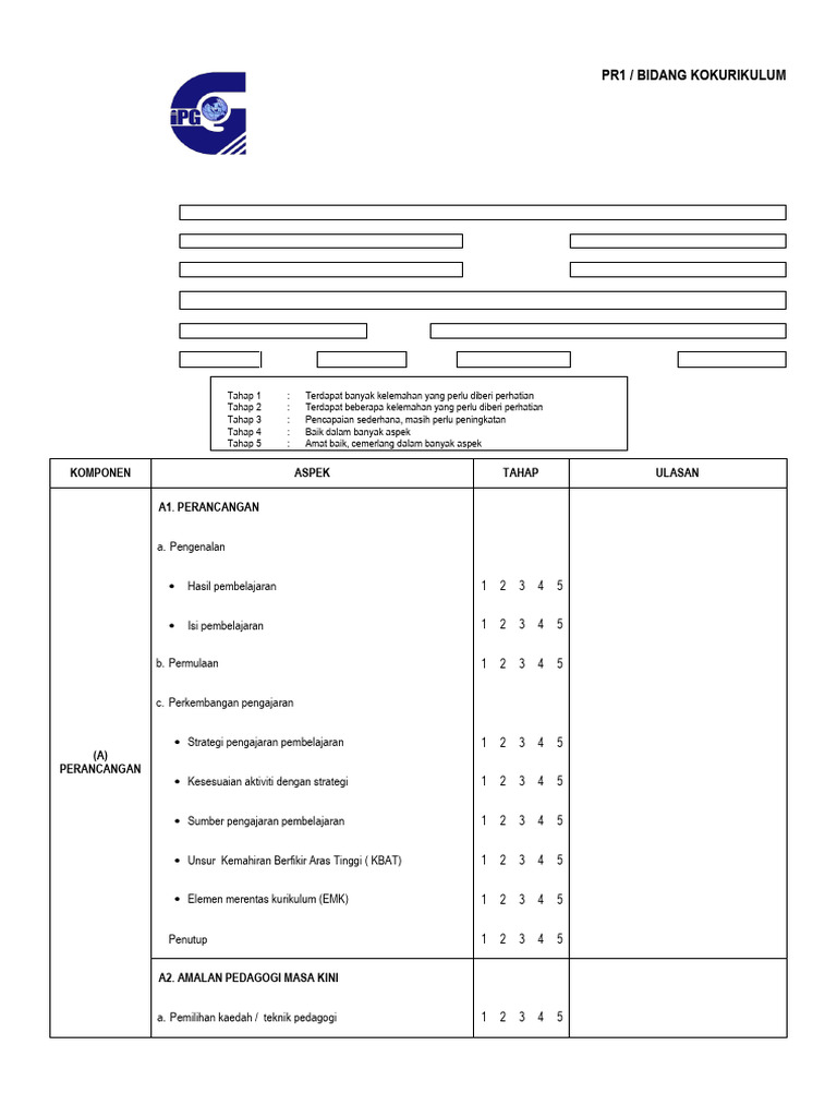 Borang PR1 Kokurikulum | PDF