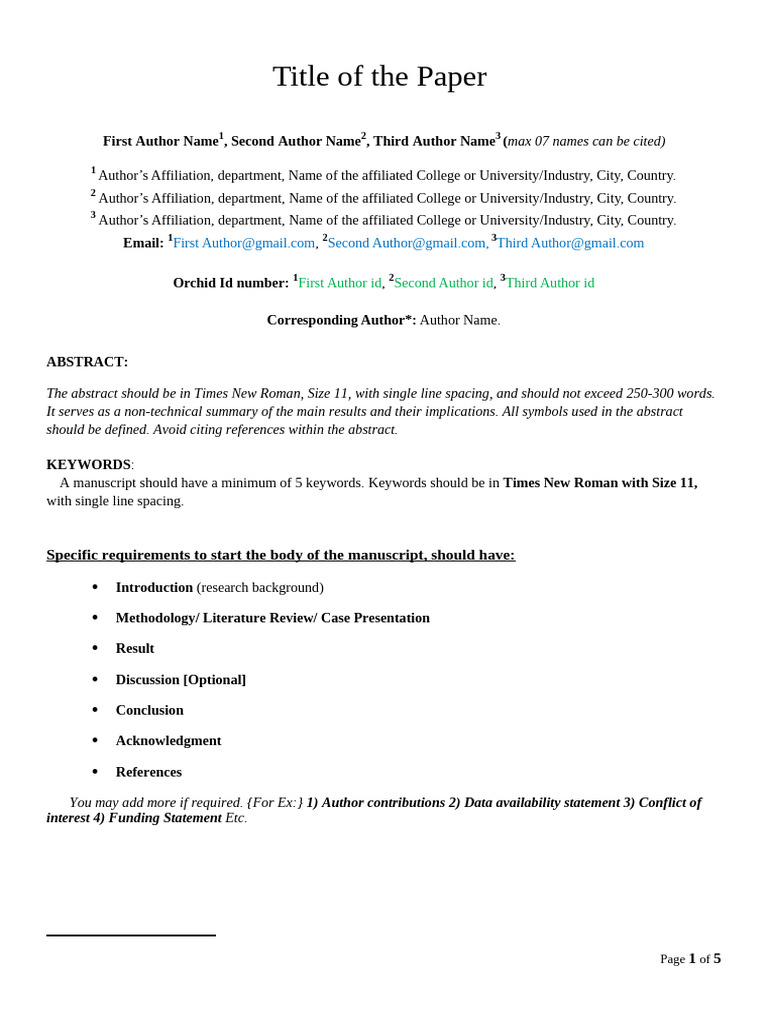 Sample Manuscript Template UPDATED 03.07.2024 (28) | PDF | Data | Paragraph