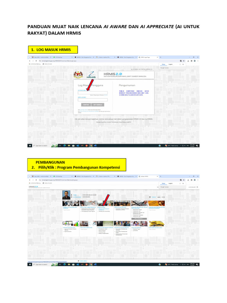 Panduan Muat Naik Lencana Ai Dalam Hrmis | PDF