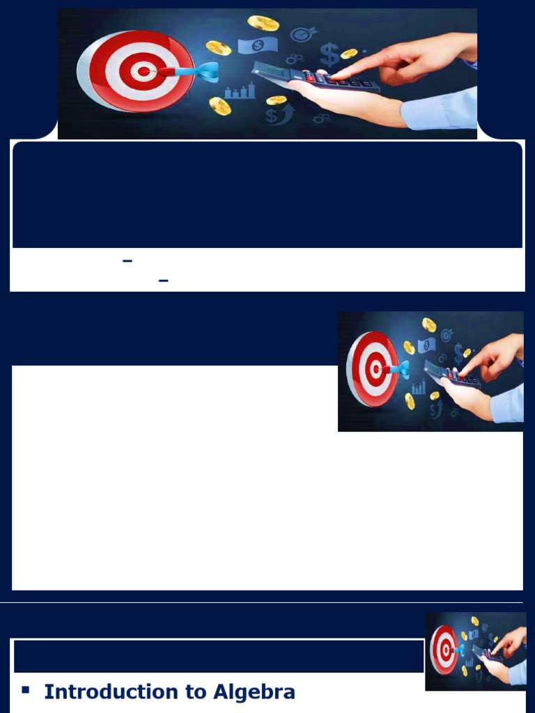 Lecture 1 Business Mathematics and Applications | PDF | Algebra | Equations