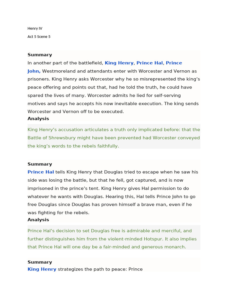 Henry IV Act 5 Scene 5 | PDF