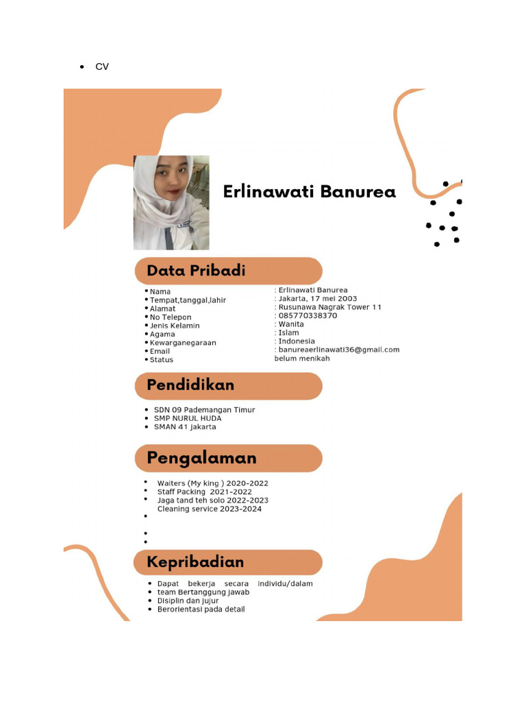 Lamaran Dan Cv Erlina-1 | PDF