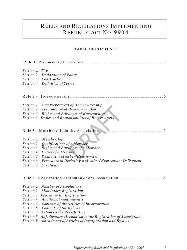 Draft Irr of Ra 9904 | PDF