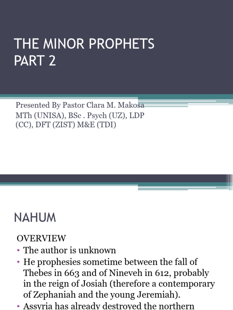 Session 9 MINOR PROPHETS 2 | PDF | Book Of Zechariah | Religious Belief ...