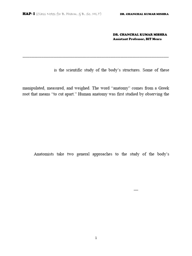 Anatomy and Their Classification With Assignment (Module-I) | PDF ...