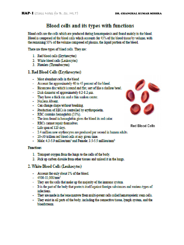 Body Fluids and Blood Morphology and Their Functions - Module - III | PDF