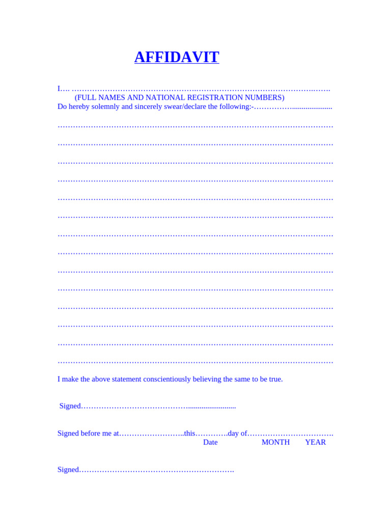 AFFIDAVIT Form | PDF