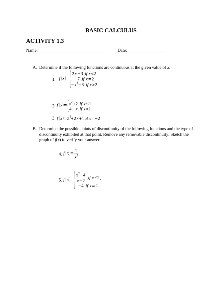 Calculus Activity-1.3 | PDF