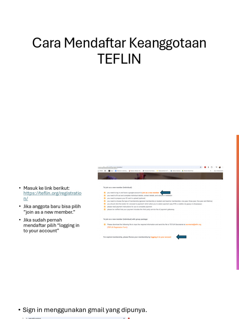 Cara Mendaftar Keanggotaan TEFLIN | PDF