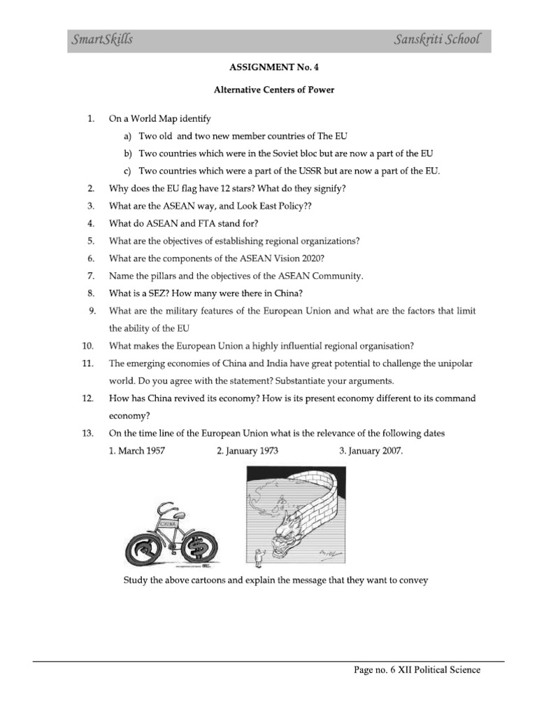 Worksheet On Contemporary Centres of Power | PDF