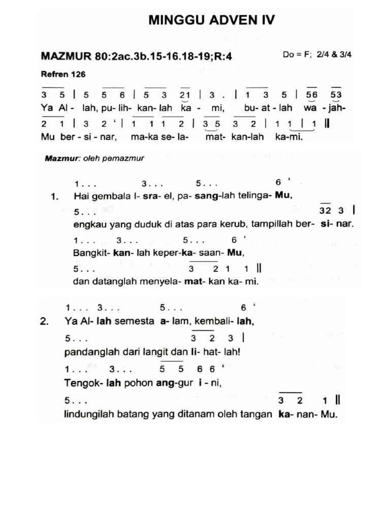 Mazmur Adven Iv 22 Des 2024 | PDF