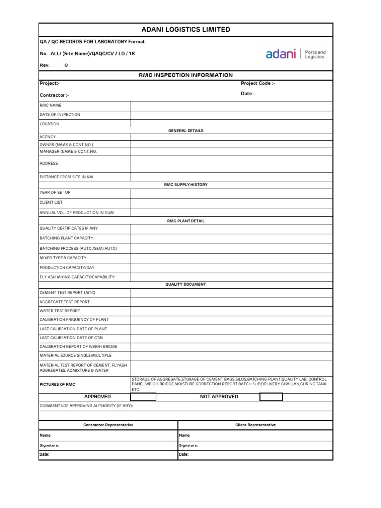 RMC Inspection and Quality Report | PDF