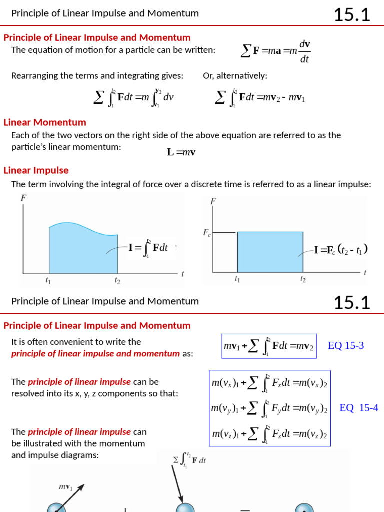 15 - 1 - 3 Linear Impulse and Momentum | PDF | Momentum | Force