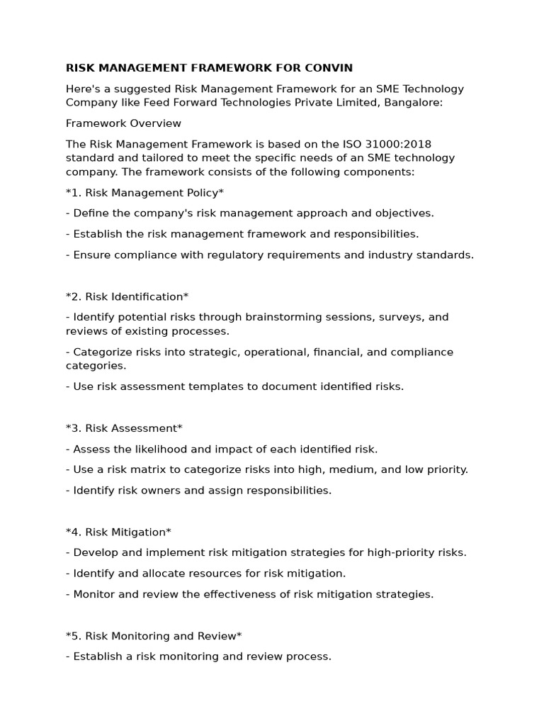 Risk Management Framework For Convin | PDF | Risk Management ...